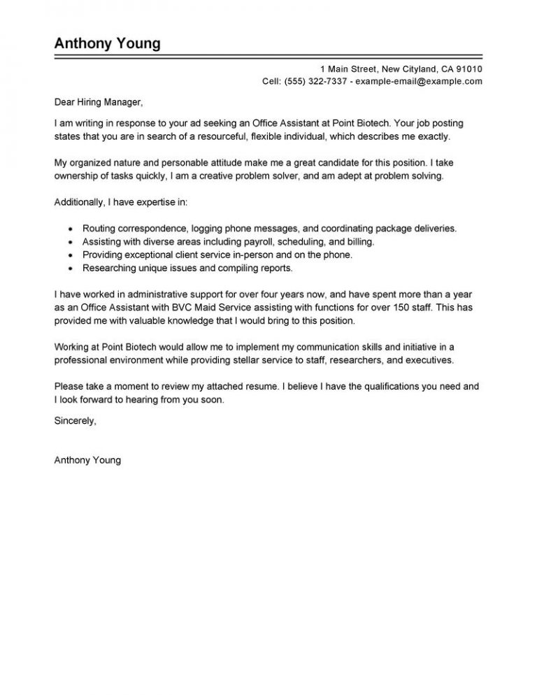 Cover Letter Examples For Office Assistant | amulette