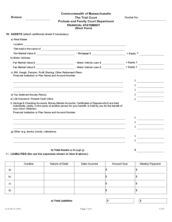 Financial Statement Short Form | amulette