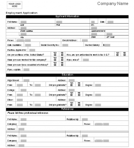 Job Application Form Template Word | amulette
