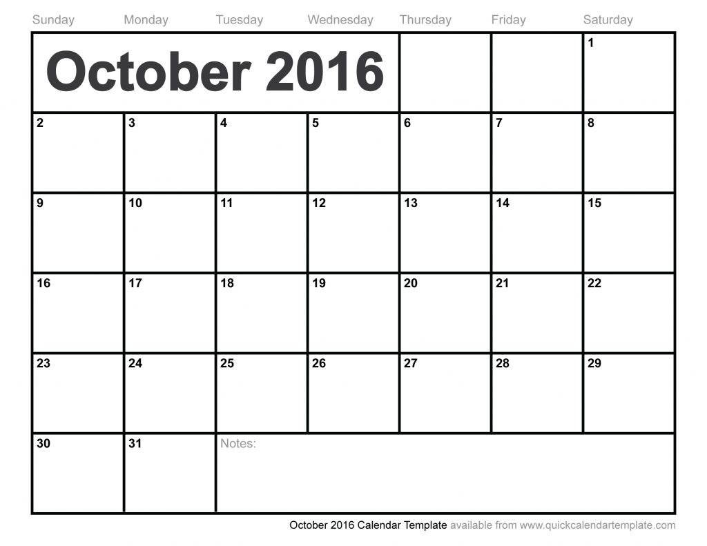 October 2016 Printable Calendar | amulette