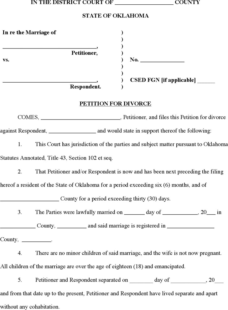 Oklahoma Divorce Forms Amulette