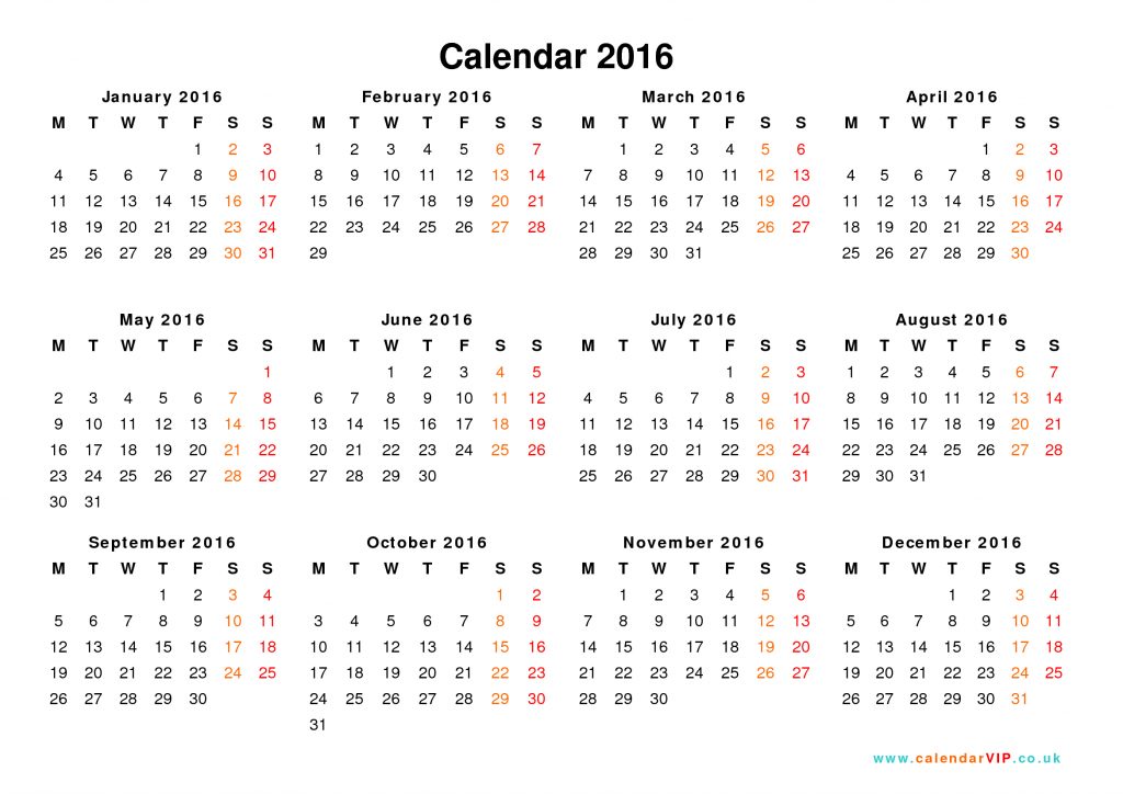 Printable Calendar 2016 Pdf | amulette
