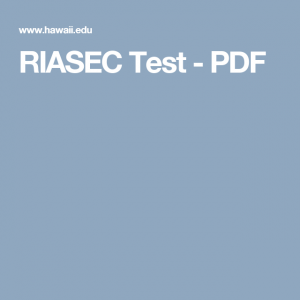 Riasec Test Pdf | amulette