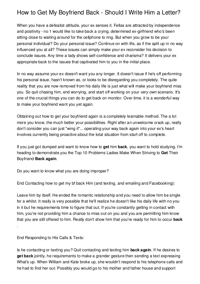 Sample Letter To Ex Boyfriend To Get Him Back Amulette