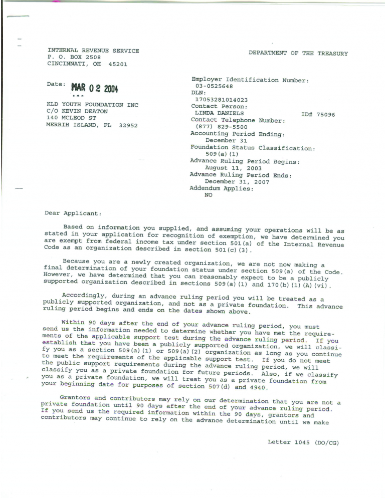 501c3 Letter Sample | amulette
