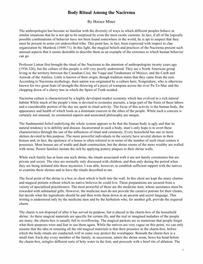 Body Ritual Among The Nacirema Pdf | amulette