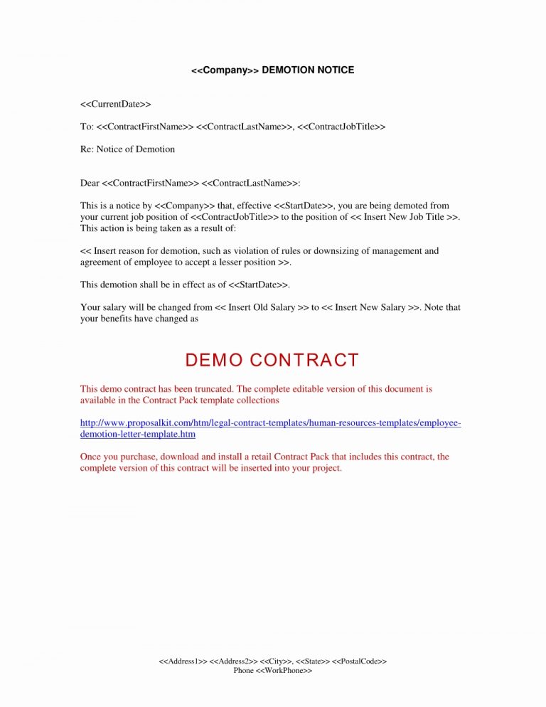 Demotion Letter Template | amulette