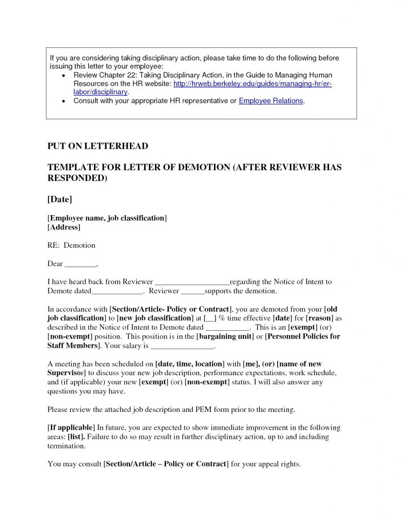 Demotion Letter Template | amulette