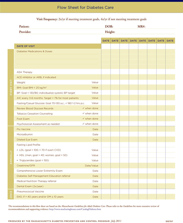 Diabetic Flow Sheet | amulette
