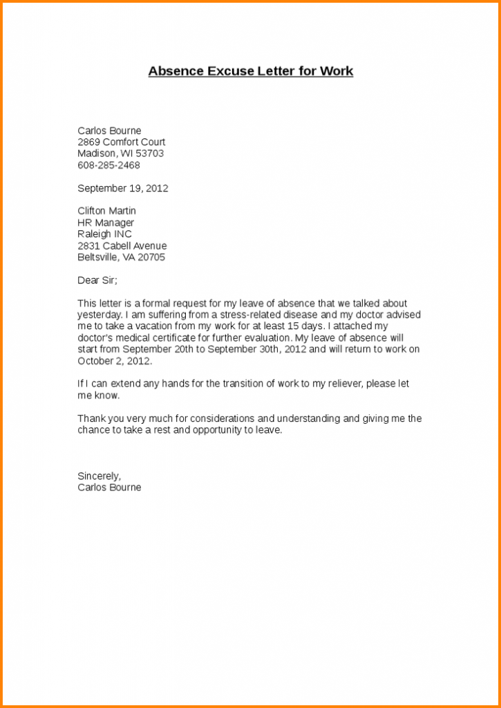 Doctor Excuse Letter For Work | amulette