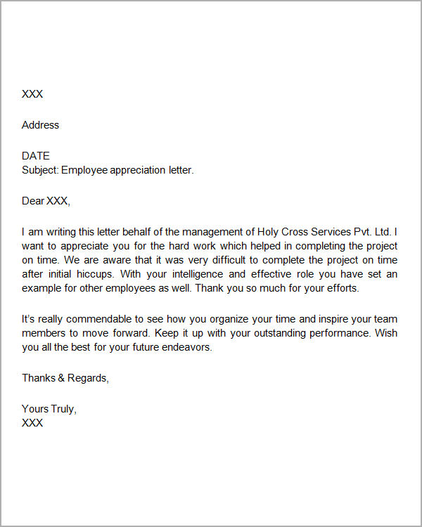 Employee Recognition Letter To Manager Amulette