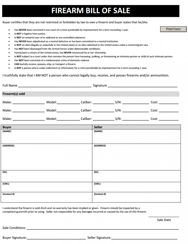 Firearm Sales Form | amulette