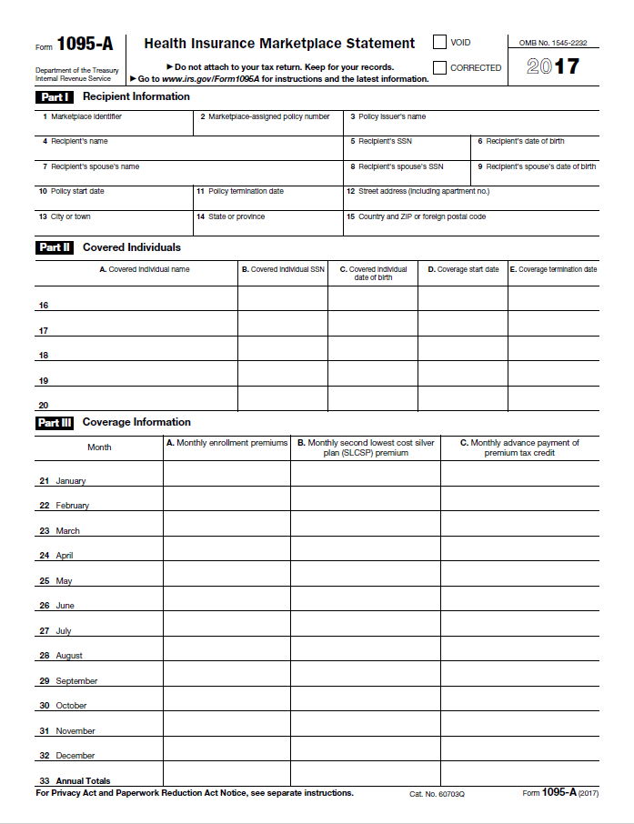 Form 1095 A Sample Amulette