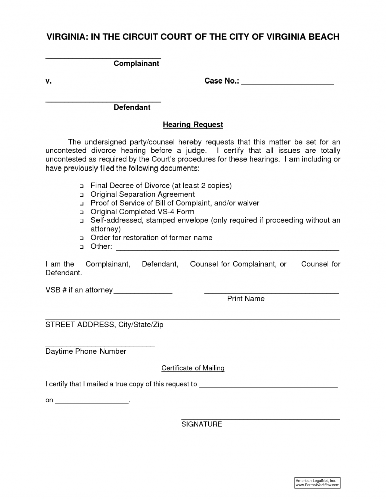 Free Virginia Divorce Forms Online | amulette