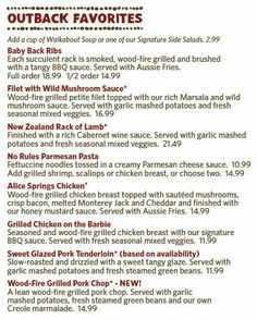 Printable Outback Menu | amulette