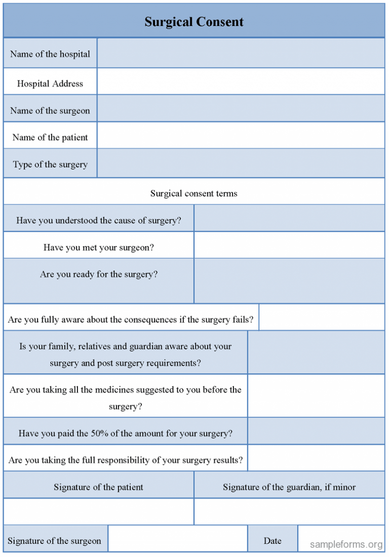 Surgical Consent Forms Templates | amulette