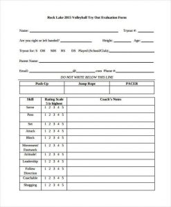 Volleyball Tryout Evaluation Sheet | amulette